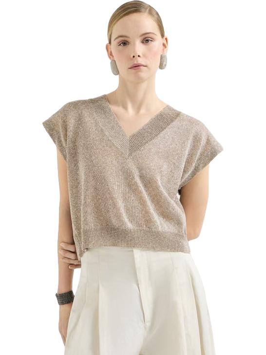 BRUNELLO CUCINELLI Linen and Cotton Diamond Yarn Sweater